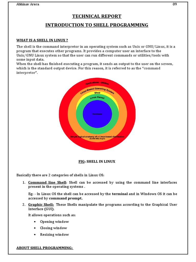 Technical Report Introduction To Shell Programming: What Is A Shell in Linux ? | Download Free ...