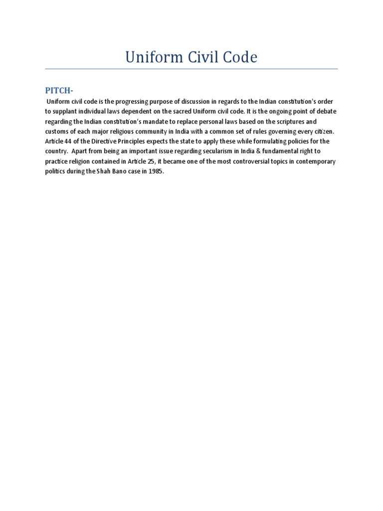 Uniform Civil Code | PDF