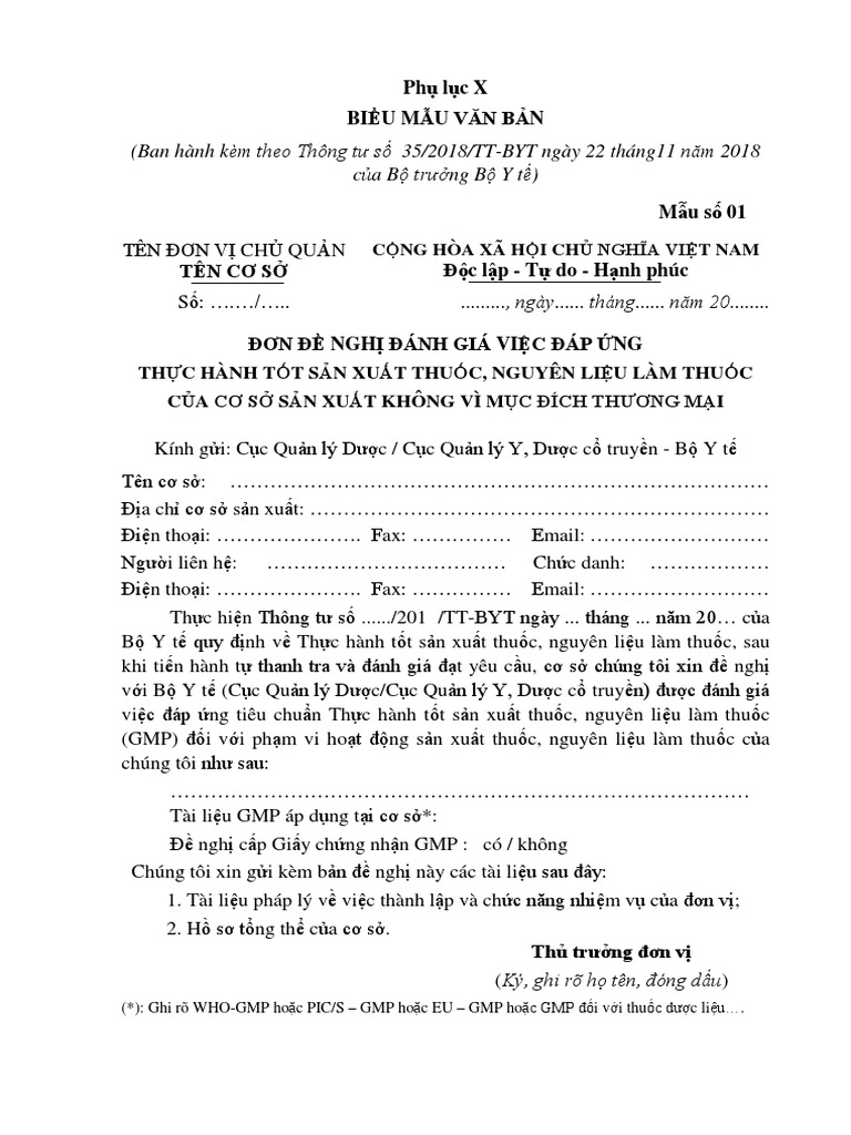 10 Phu Luc X - Bieu Mau Van Ban - 1545729949 PDF | PDF