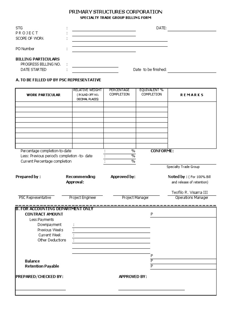 STG Billing Form | PDF | Payments | Economies