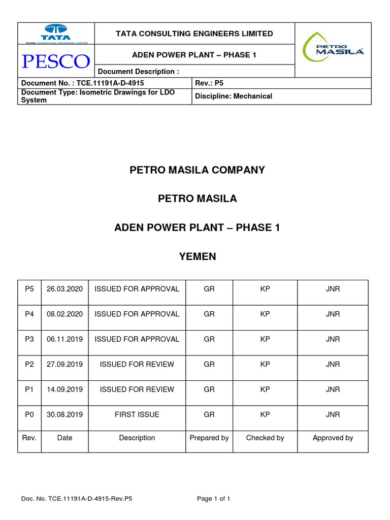 Petro Masila Company: Tata Consulting Engineers Limited - Phase 1 | PDF