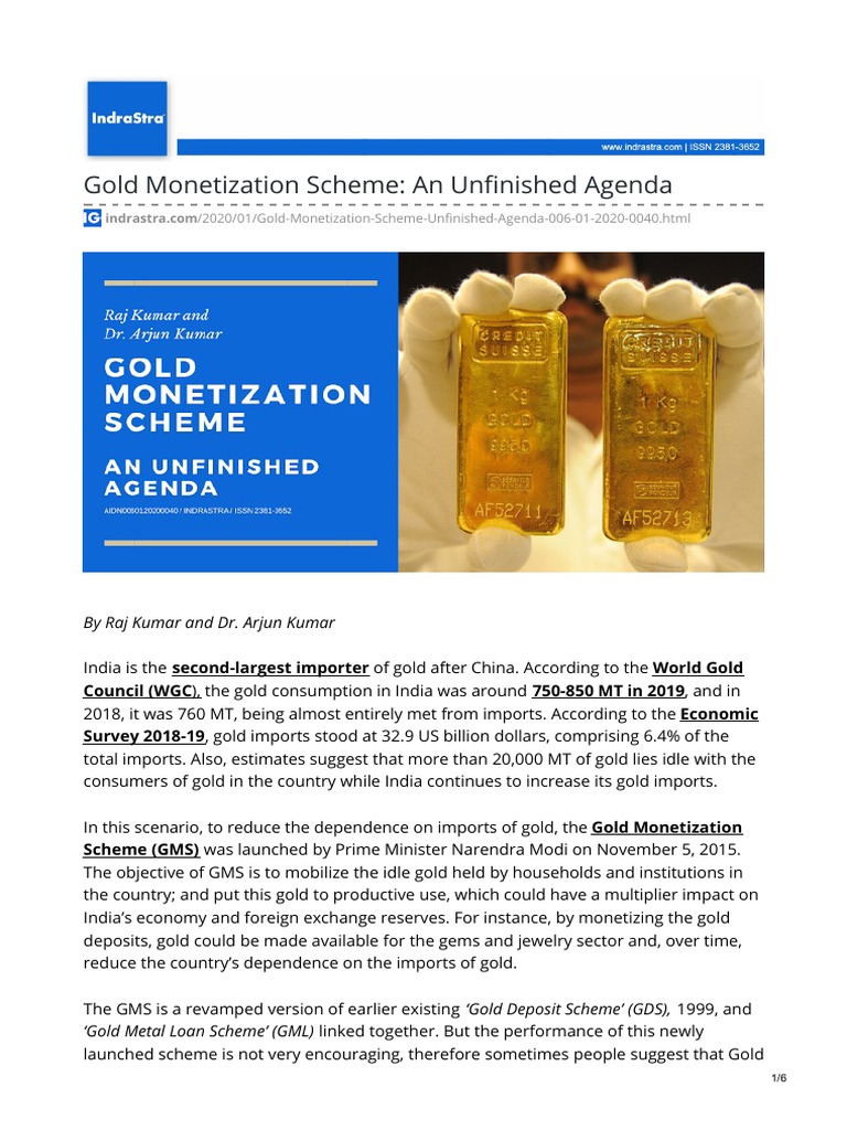 Gold Monetization Scheme An Unfinished Agenda | PDF | Deposit Account | Gold