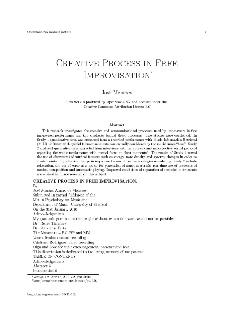 creative-process-in-free-improvisation-2 | PDF | Jazz | Improvisation