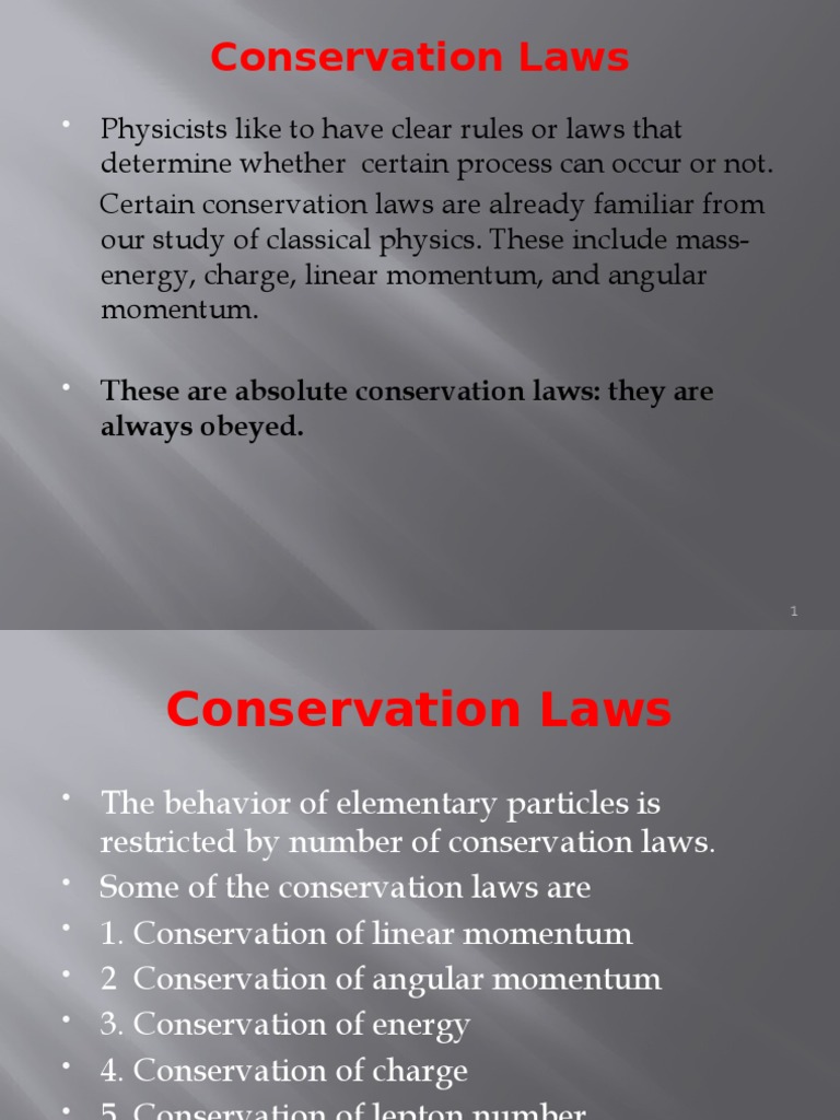 The Conservation of Fundamental Quantities: An Overview of Key ...