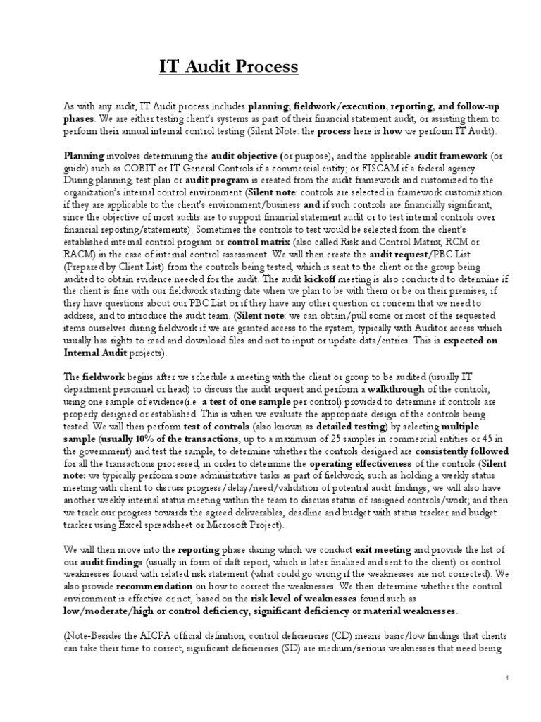 IA 2-1 IT Audit Process | PDF | Internal Control | Internal Audit