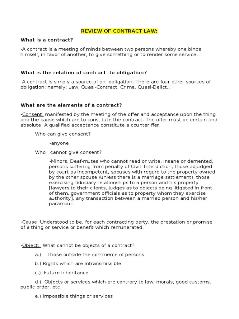 Review of Contract Law: What Is A Contract? | PDF | Law Of Agency | Sales