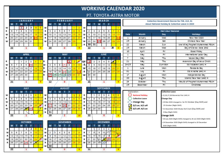 (TAM) Working Calendar 2020 - English | PDF | Religious Holidays | Holidays