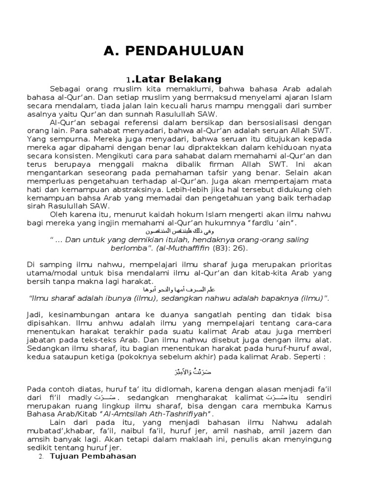 Pemahaman Huruf Jer dalam Bahasa Arab | PDF