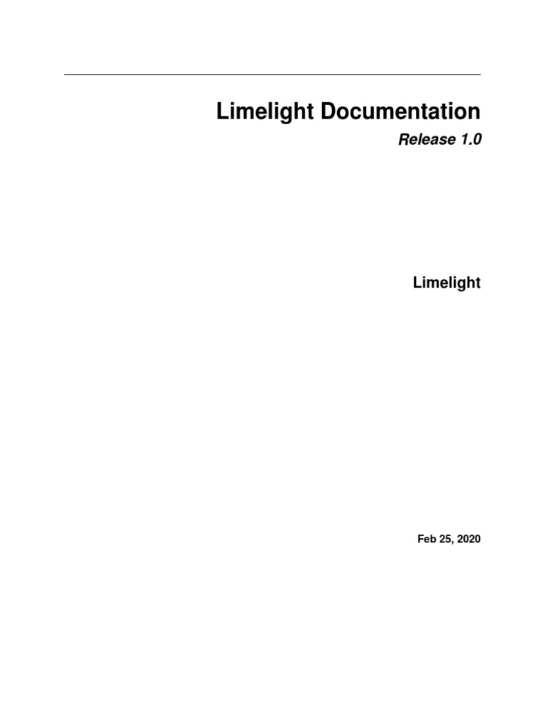 Limelight Documentation Overview | PDF | Ip Address | Rgb Color Model