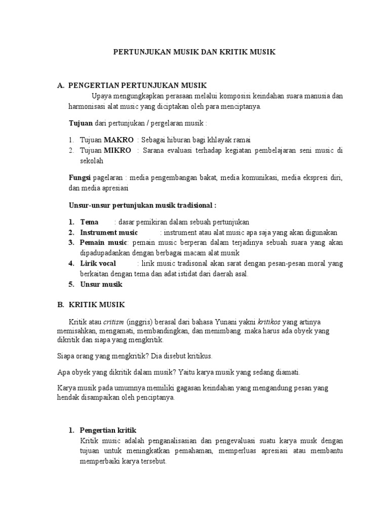 Pertunjukan Musik Dan Kritik Musik | PDF | Ilmu Sosial | Seni