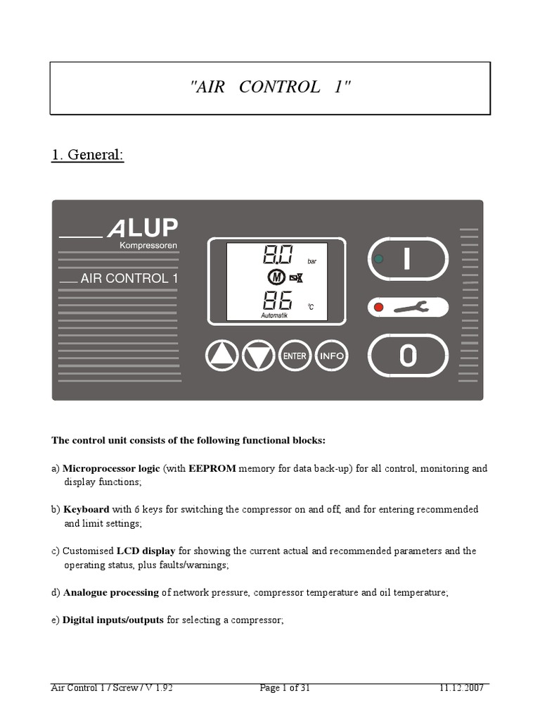 AirControl 1 - V192 - ENGLISH - EN | PDF | Relay | Power Supply