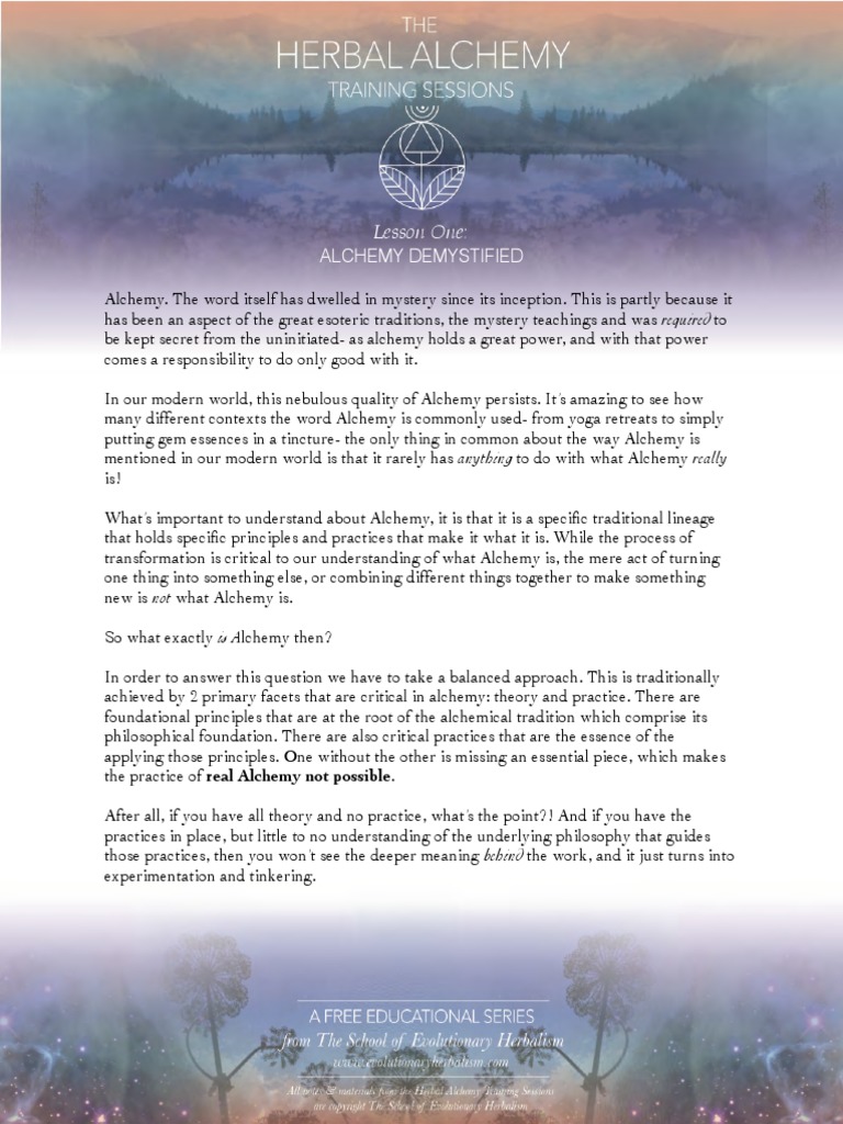 Training Session #1 - Alchemy Demystified | PDF | Alchemy | Science