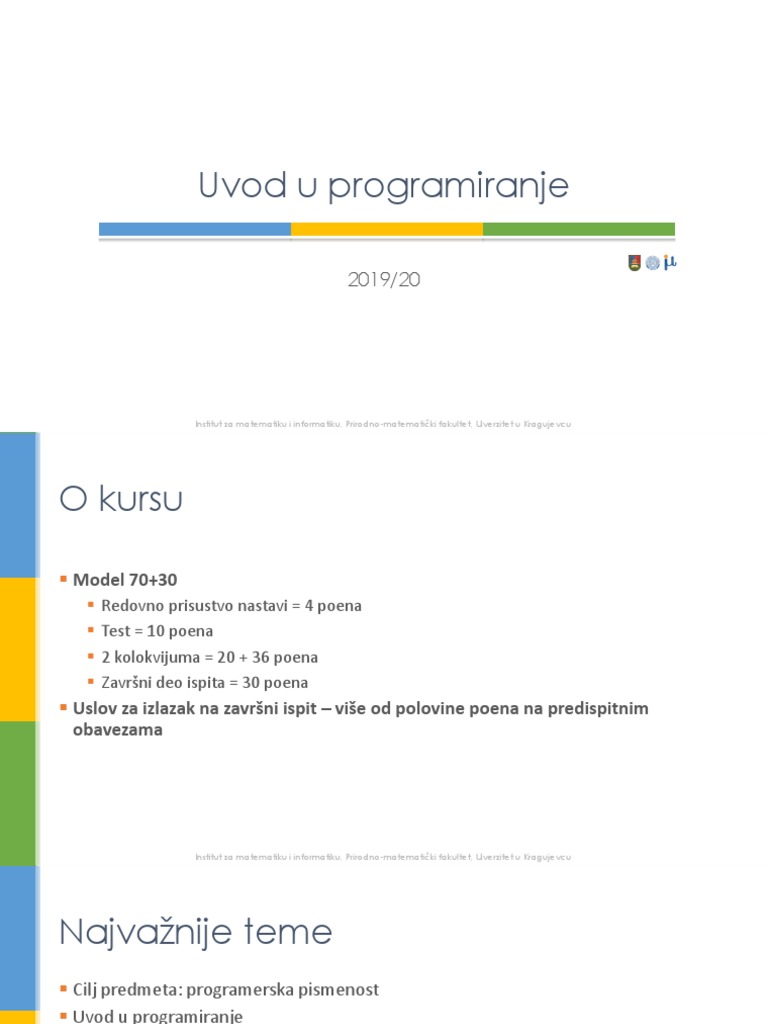 Uvod U Programiranje PDF | PDF
