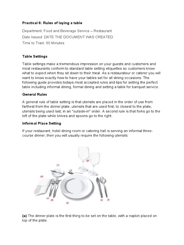 P6Rules of Laying A Table | PDF | Tableware | Buffet