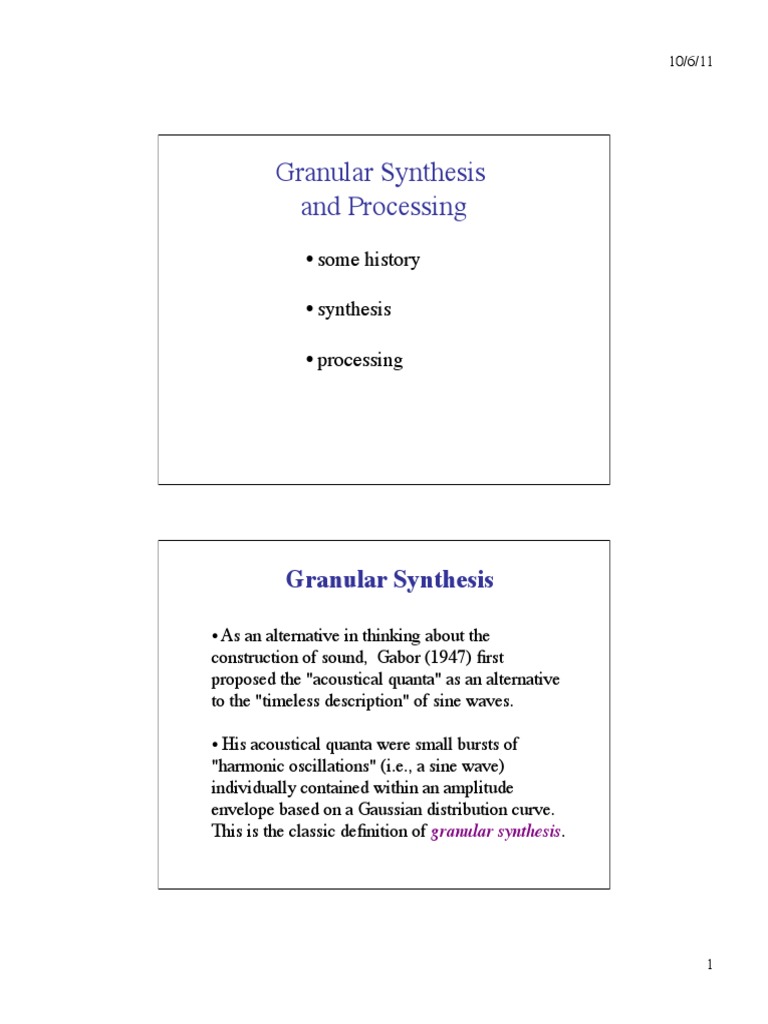 Granular Synthesis and Processing | PDF | Synthesizer | Sound