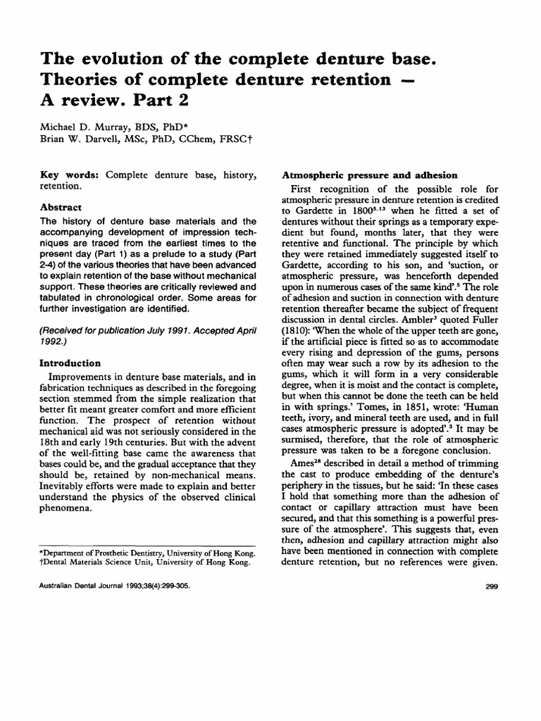 The Evolution of The Complete Denture Theories of Complete Denture ...