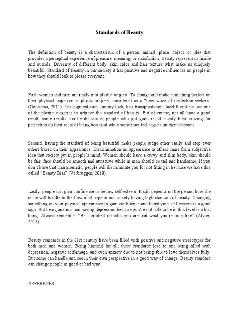 Standards of Beauty | PDF | Beauty | Psychological Concepts
