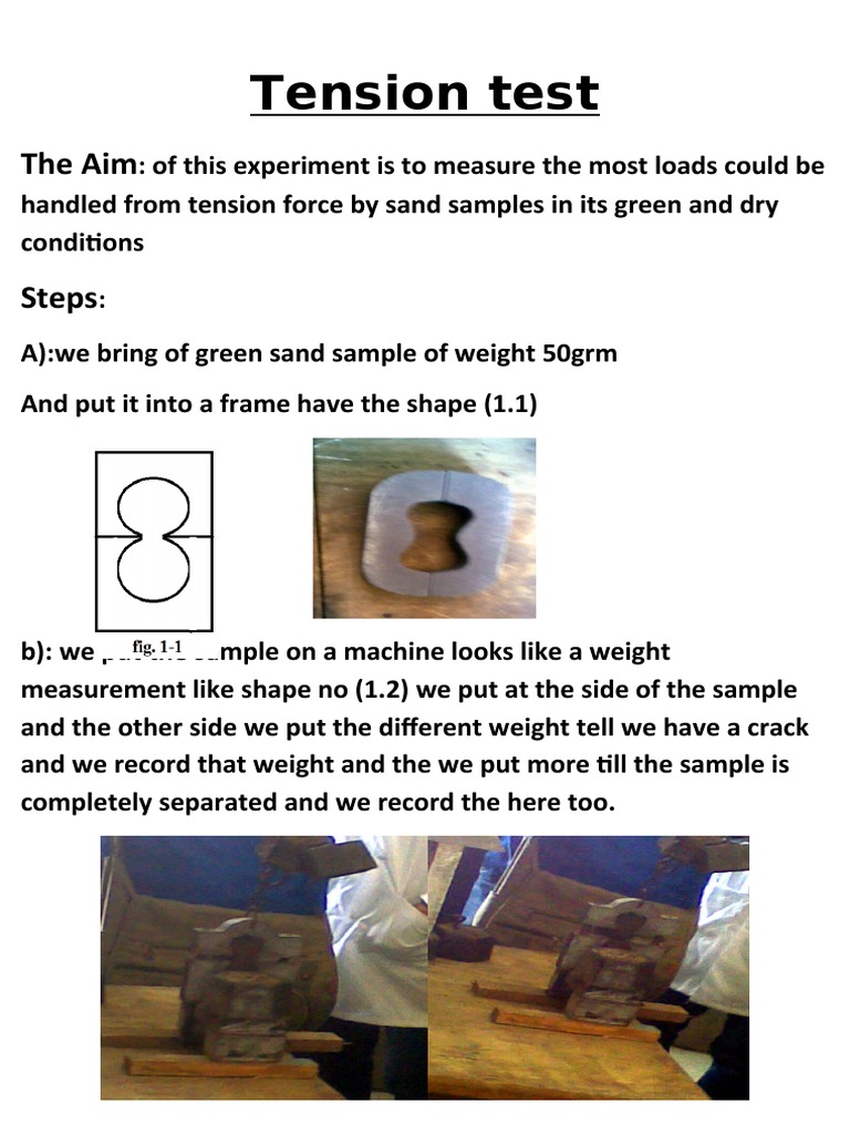 Tension test measures loads handled by green & dry sand samples | PDF