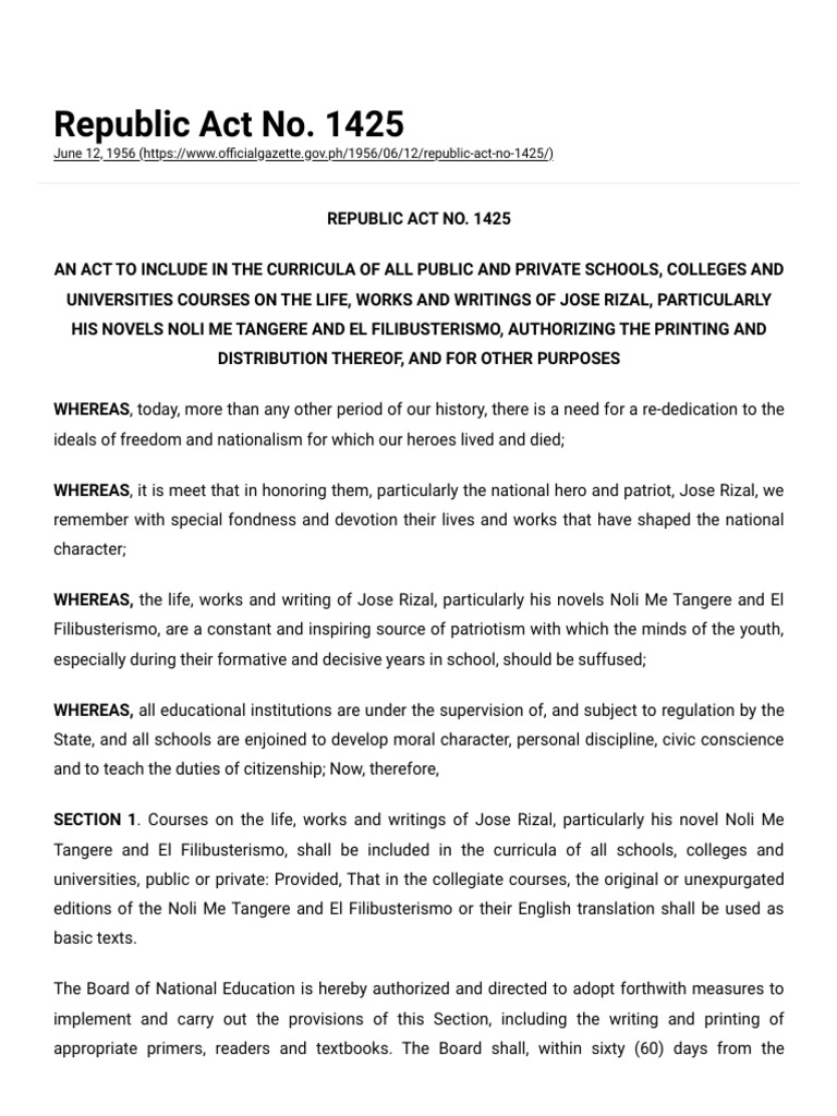 Republic Act No. 1425 - Official Gazette of The Republic of The ...