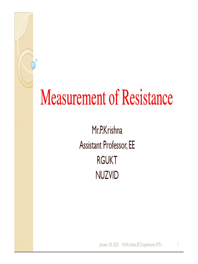 4 Measurement of Low and Medium Resistance | PDF | Quantity ...