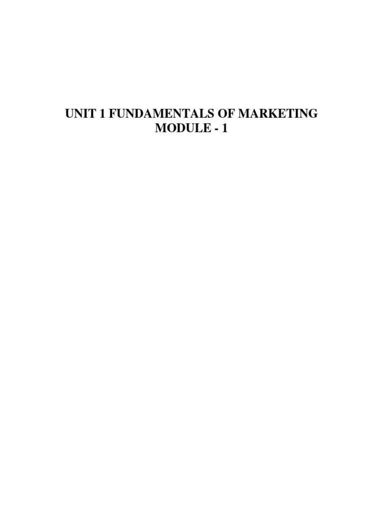 Unit 1 Fundamentals of Marketing PDF | PDF | Marketing | Prices