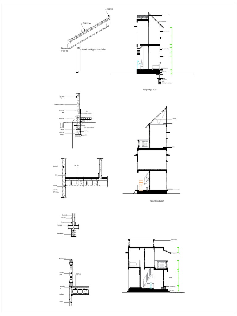 Ridge Tiles: Housing Typology 2 Section | PDF | Wall | Concrete