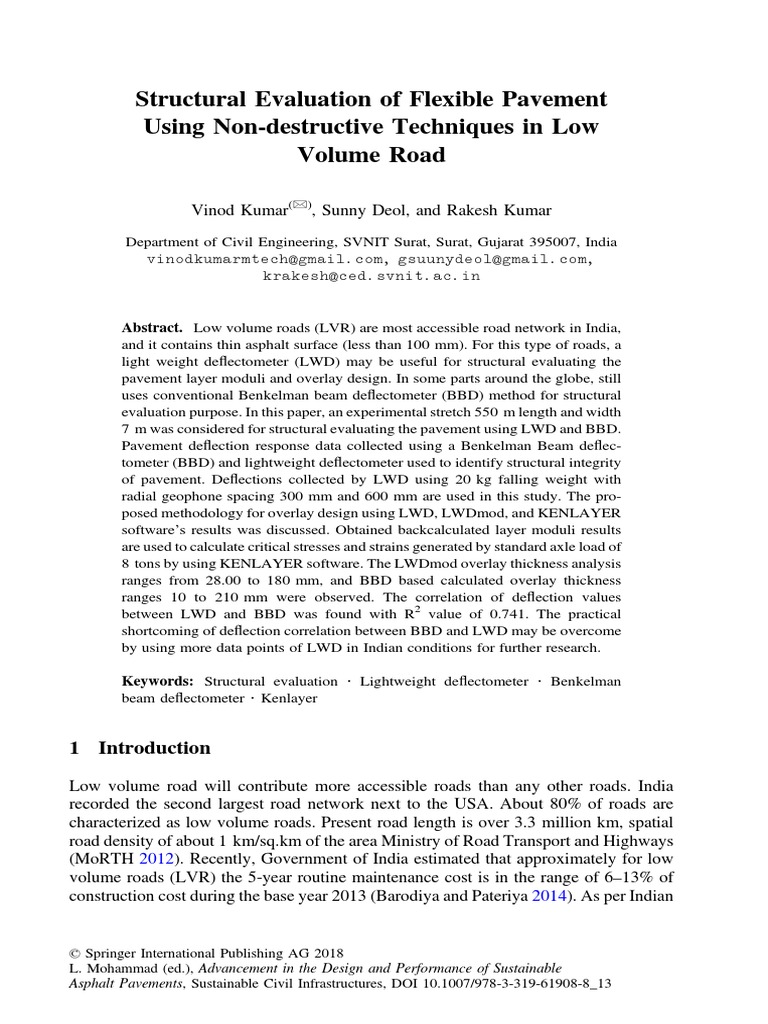 Structural Evaluation of Flexible Pavement Using NDT Techniques in Low ...