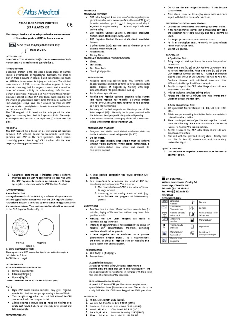 CRP Latex Package Insert | PDF | C Reactive Protein | Blood Plasma