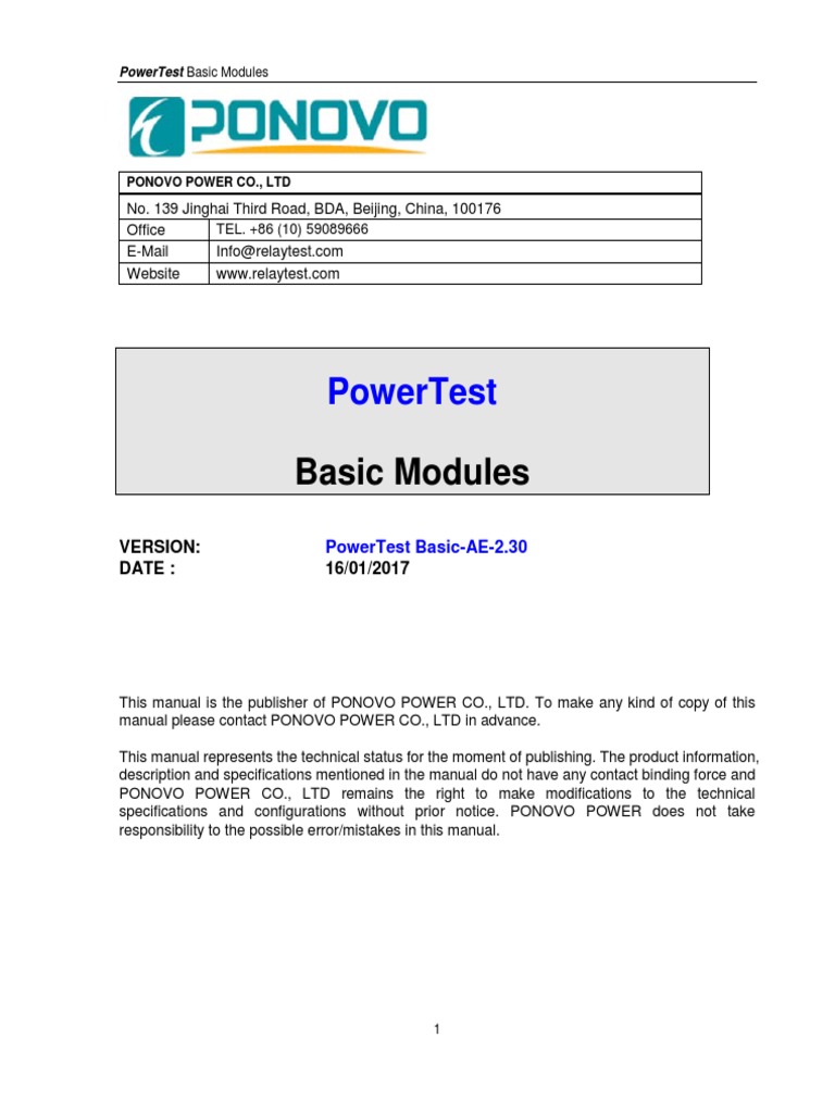 PowerTest Basic Modules Manual | PDF | Electrical Impedance | Relay