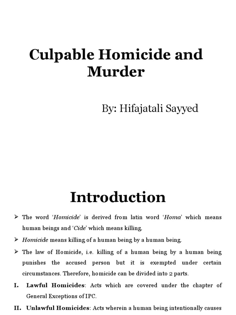 Culpable Homicide And Murder Pdf Murder Crime Violence