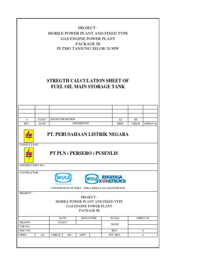 ENG DeD 001 TIN IDS 003 Strength Calculation Main Storage Tank R1 PDF | PDF | Technology ...