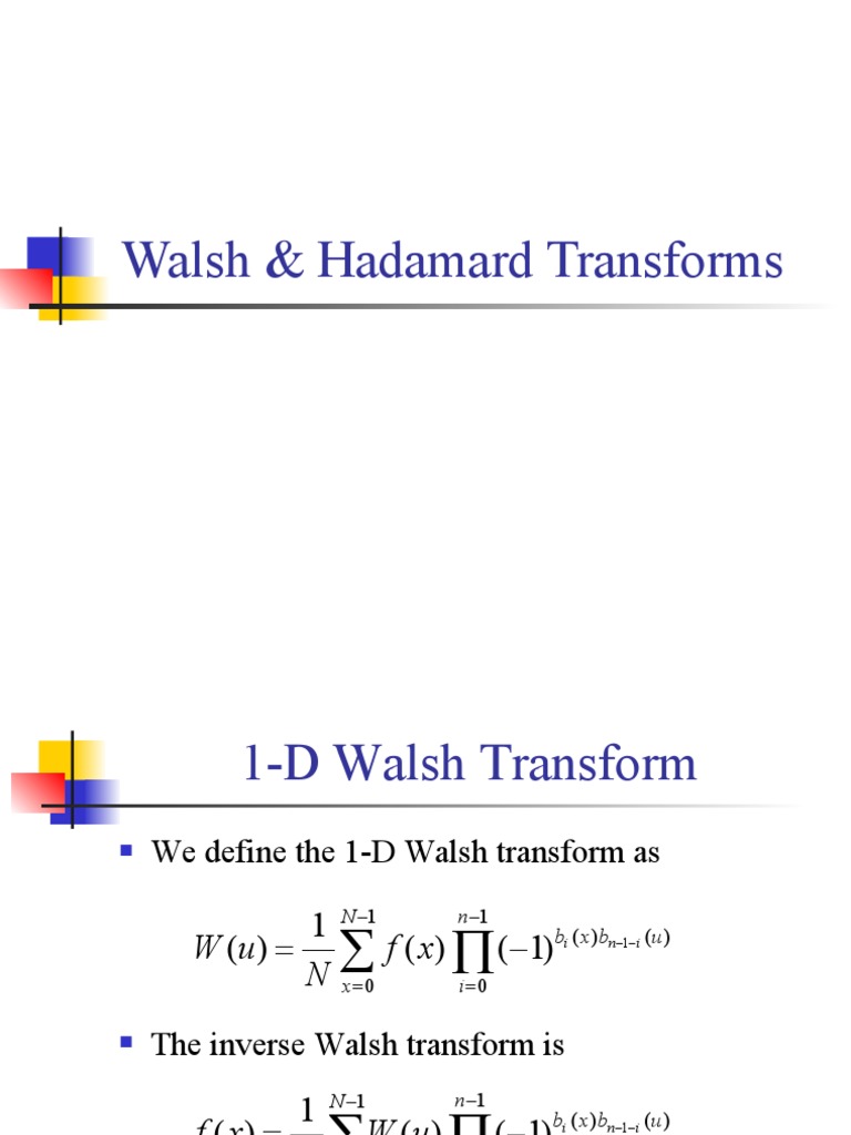 L10 - Walsh & Hadamard +haar Transforms | PDF | 2 D Computer Graphics | Matrix (Mathematics)