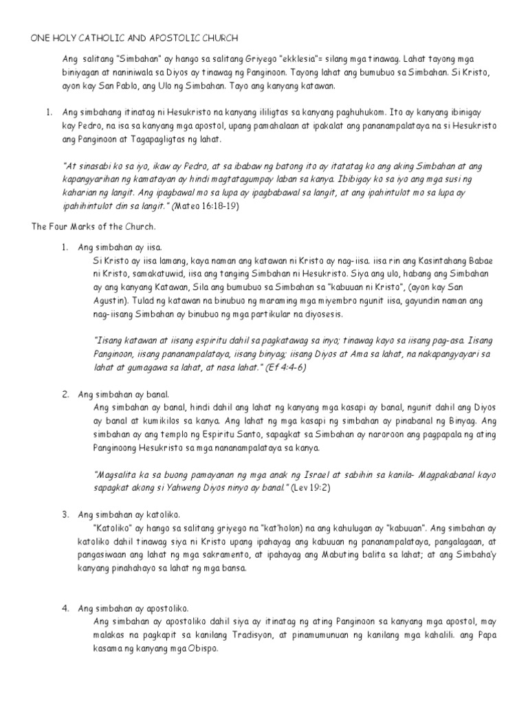 One Holy Catholic and Apostolic Church | PDF