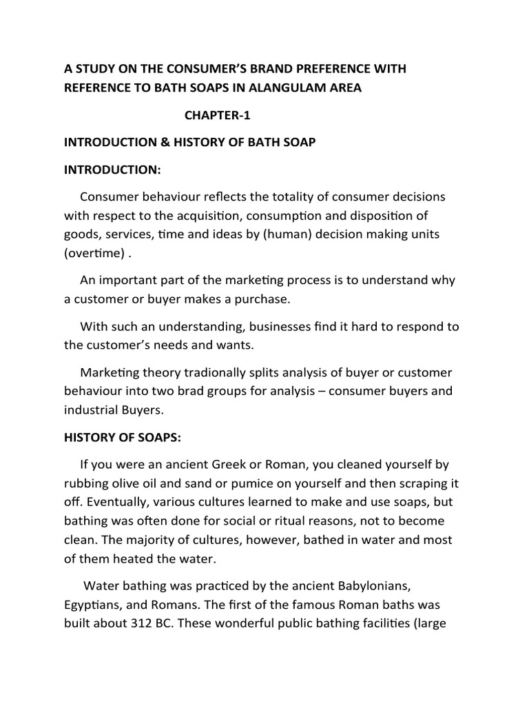 A Study On The Consumer'S Brand Preference With Reference To Bath Soaps ...