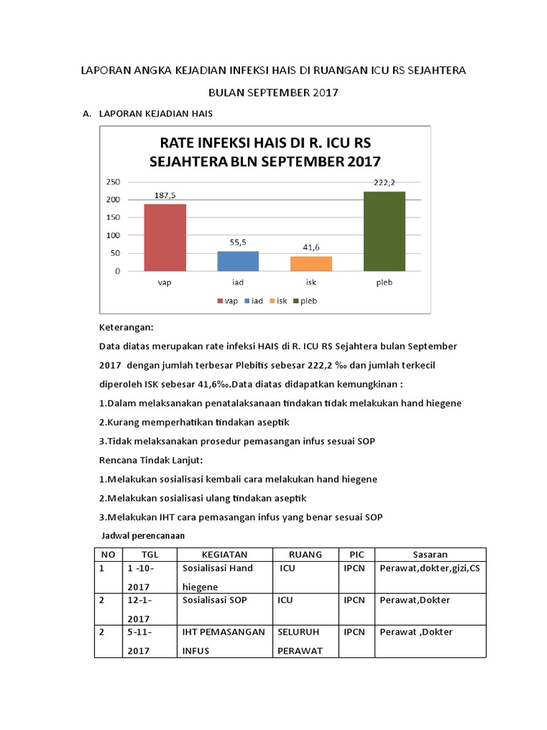 Laporan Angka Kejadian Infeksi Hais Di Ruangan Icu RS Sejahtera | PDF