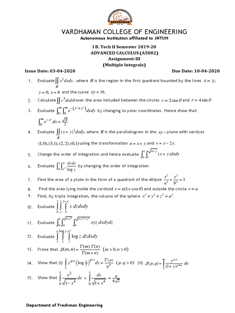ACS Assignment-III | PDF | Area | Integral