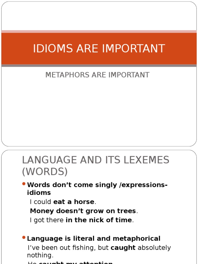 Unit 7 Idioms Are Important | PDF | Metaphor | Idiom