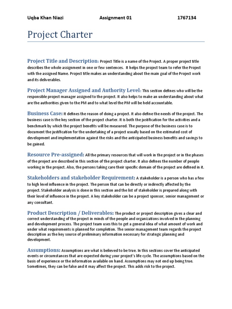 Project Charter: Project Title and Description | PDF | Economies | Business