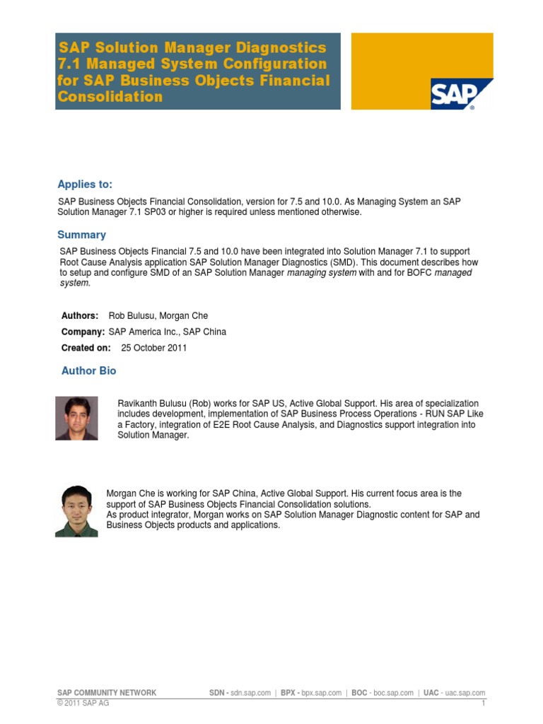 SAP Solution Manager Diagnostics 7.1 Managed System Configuration For SAP Business Objects ...