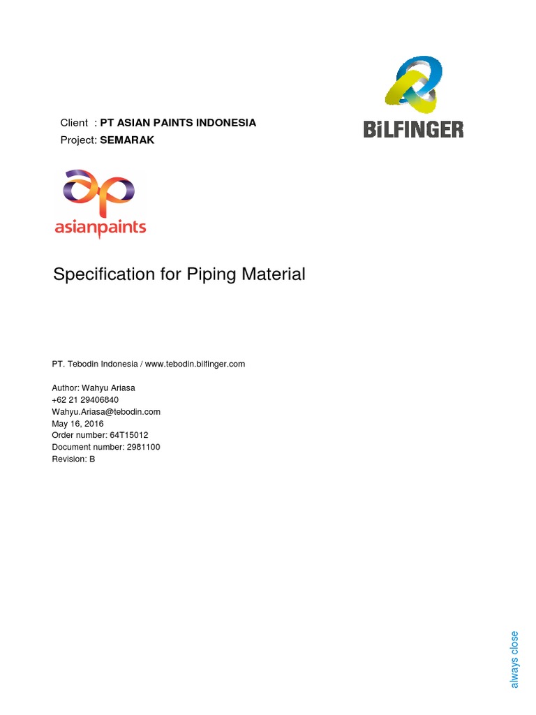 RB - Specifications Piping Materials | PDF | Pipe (Fluid Conveyance ...