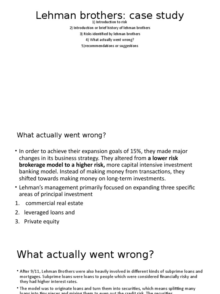 Lehman Brothers: Case Study | PDF | Leverage (Finance) | Lehman Brothers