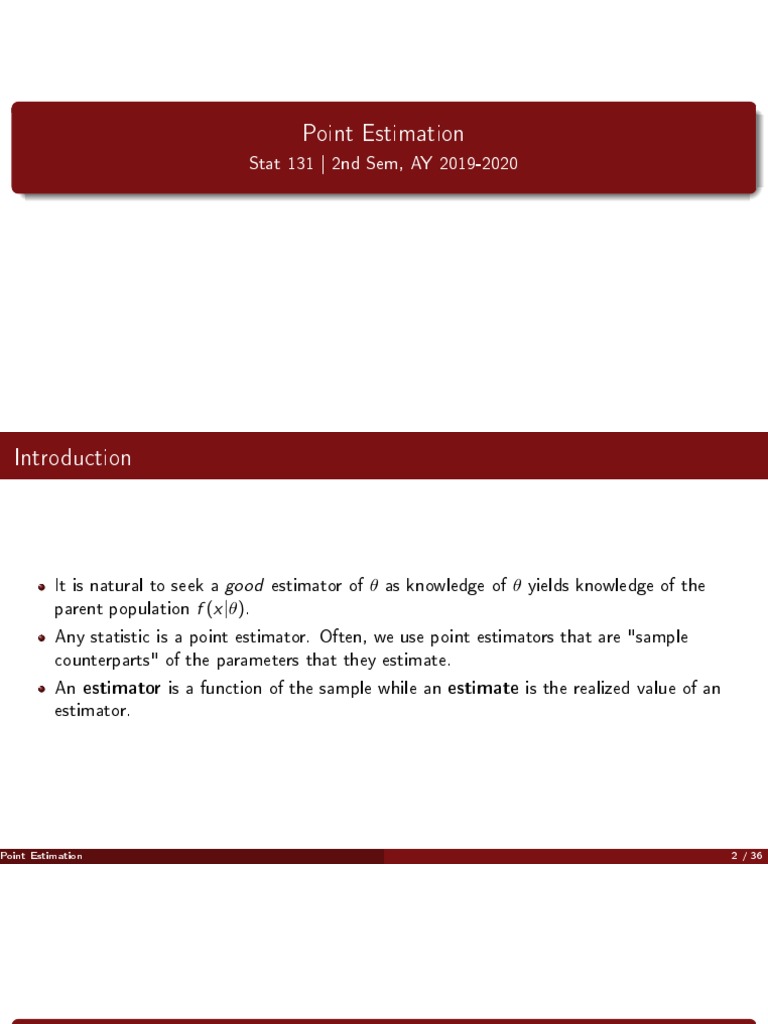 4 - Point Estimation | PDF | Estimator | Bias Of An Estimator