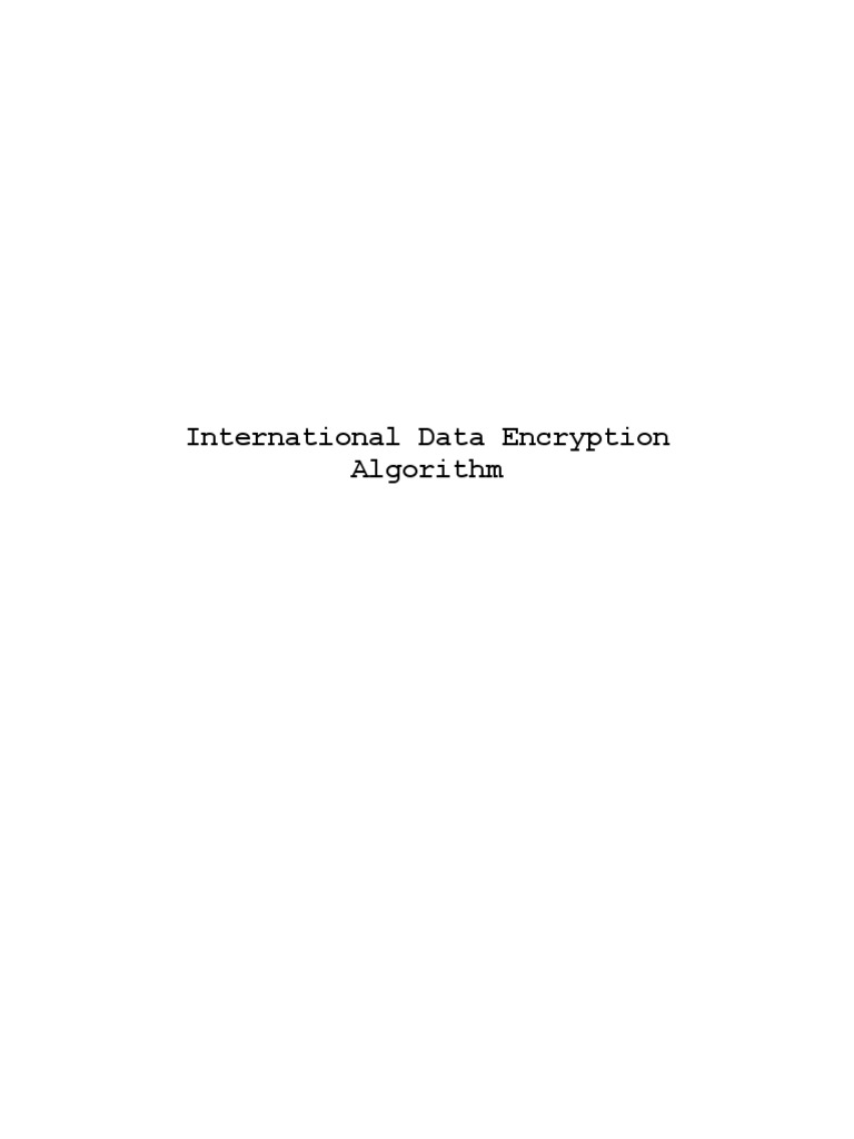 International Data Encryption Algorithm Pdf Cryptography Computer