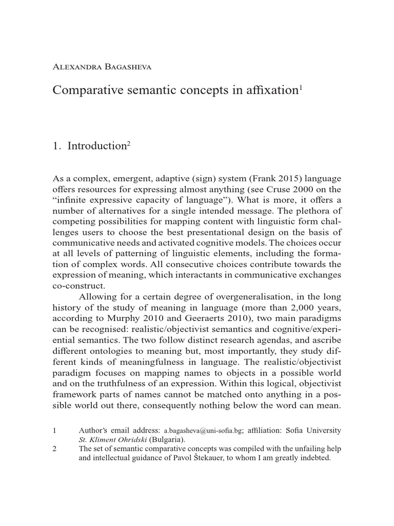 Comparative Semantic Concepts | PDF | Morphology (Linguistics) | Concept