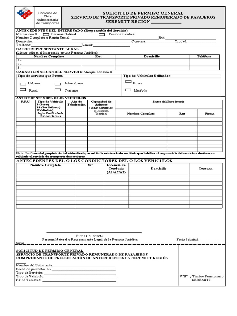 Formularios - Solicitud de Permiso General | PDF | Licencia de conducir ...