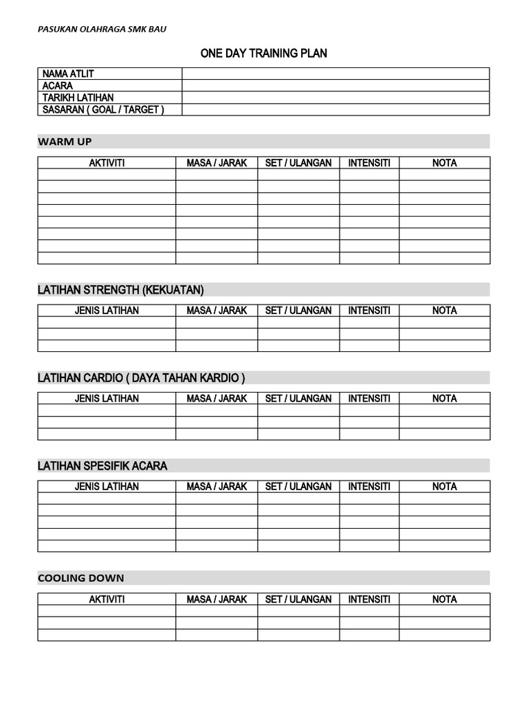 One Day Training Plan | PDF