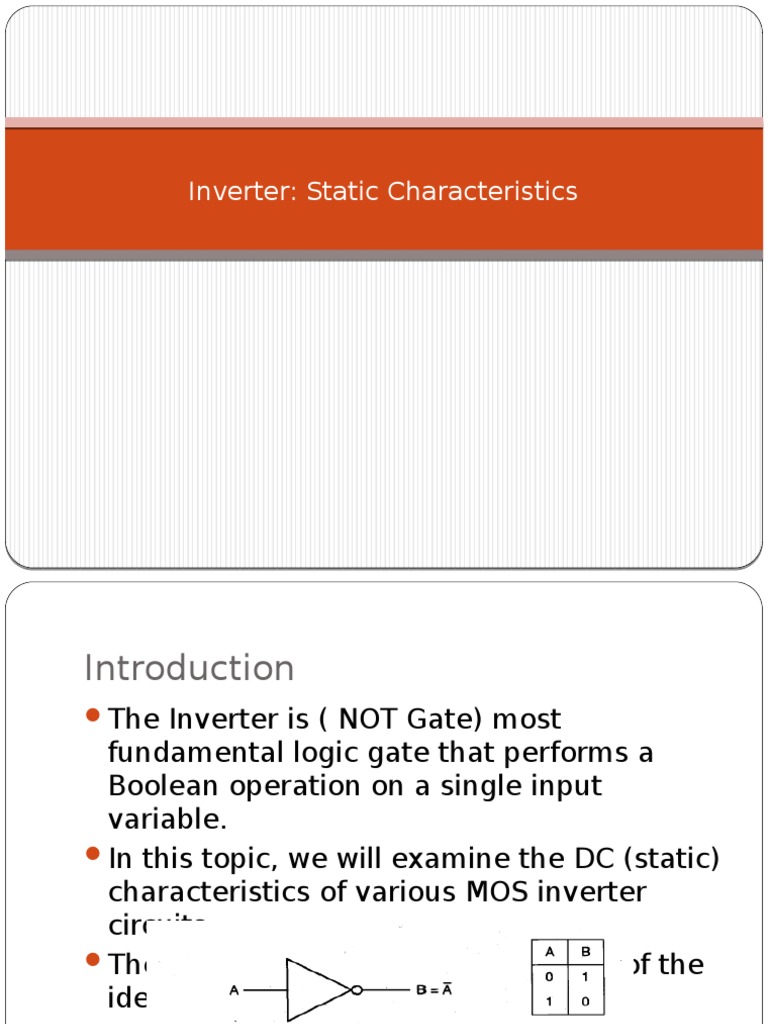 Inverter: Static Characteristics | PDF | Mosfet | Cmos