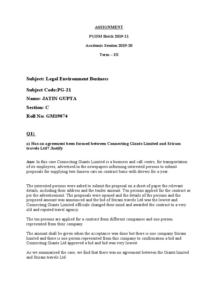 ASSIGNMENT of LBE | PDF | Damages | Breach Of Contract