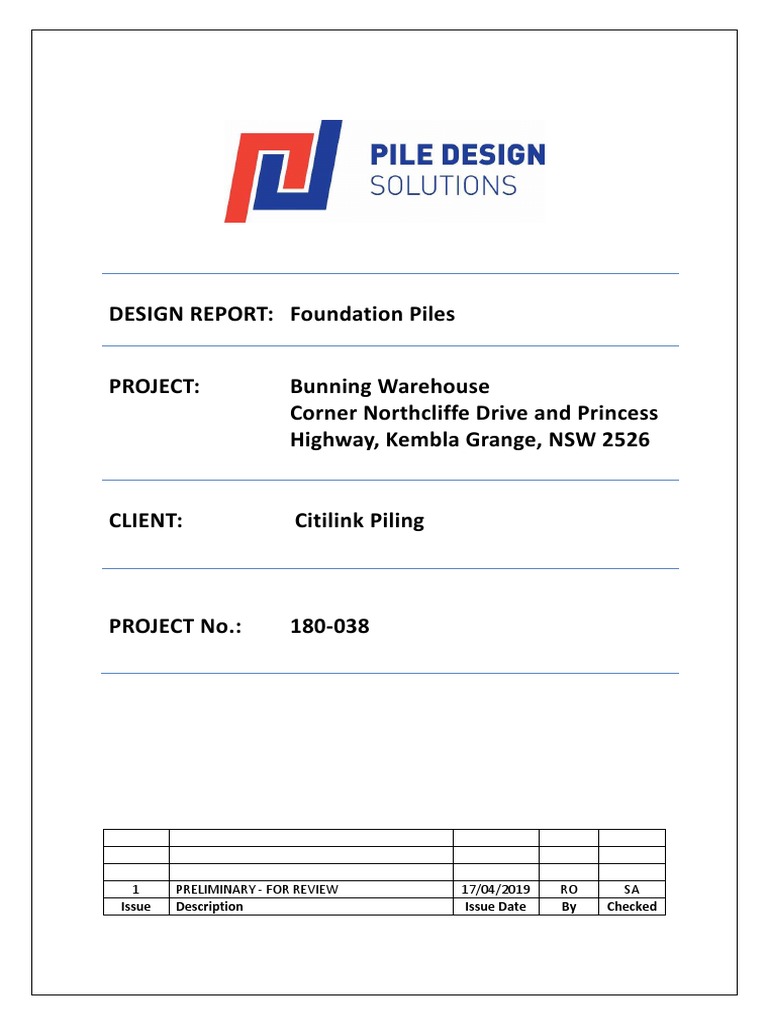 Bunning Warehouse Foundation Pile Design | PDF | Geotechnical ...