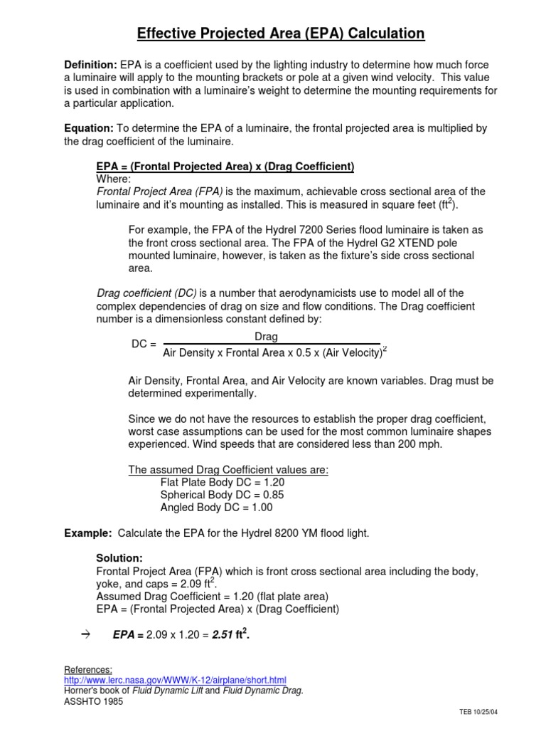 Effective Projected Area Calculation Guide | PDF | Drag (Physics ...